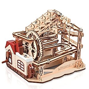MIEBELY Electrical 3D Wooden Puzzles Craft Toys DIY Marble Run Model Building Kits Block Toys W/Motor, Mechanical Gear Engineering Kit Home Decor Hobbies Idea Valentines Day Gifts for Him Adults Teens
