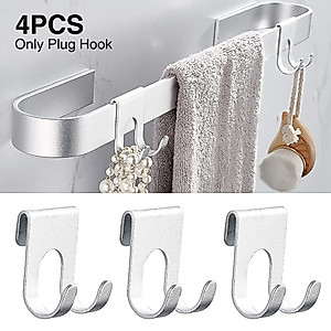 EMVANV 4pcs Adhesive Plug Hook, Stainless Steel Heavy Duty Razor Holder for Shower, Kitchen Organizer for Shaver Plug Robe Towel Loofah Coat, Shower Razor Holder Storage Hooks(Silver)