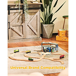 SainSmart Jr. Wooden Train Track 24pcs, Track Expansion Compatible with All Major Brands Toddler Railway Toy Train Set Boys Train Set 3+