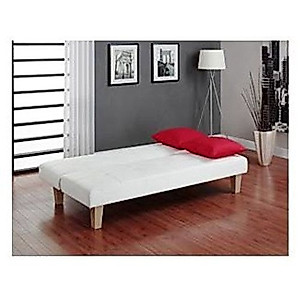 DHP Aria Futon Couch, Tufted Faux Leather Upholstery - White