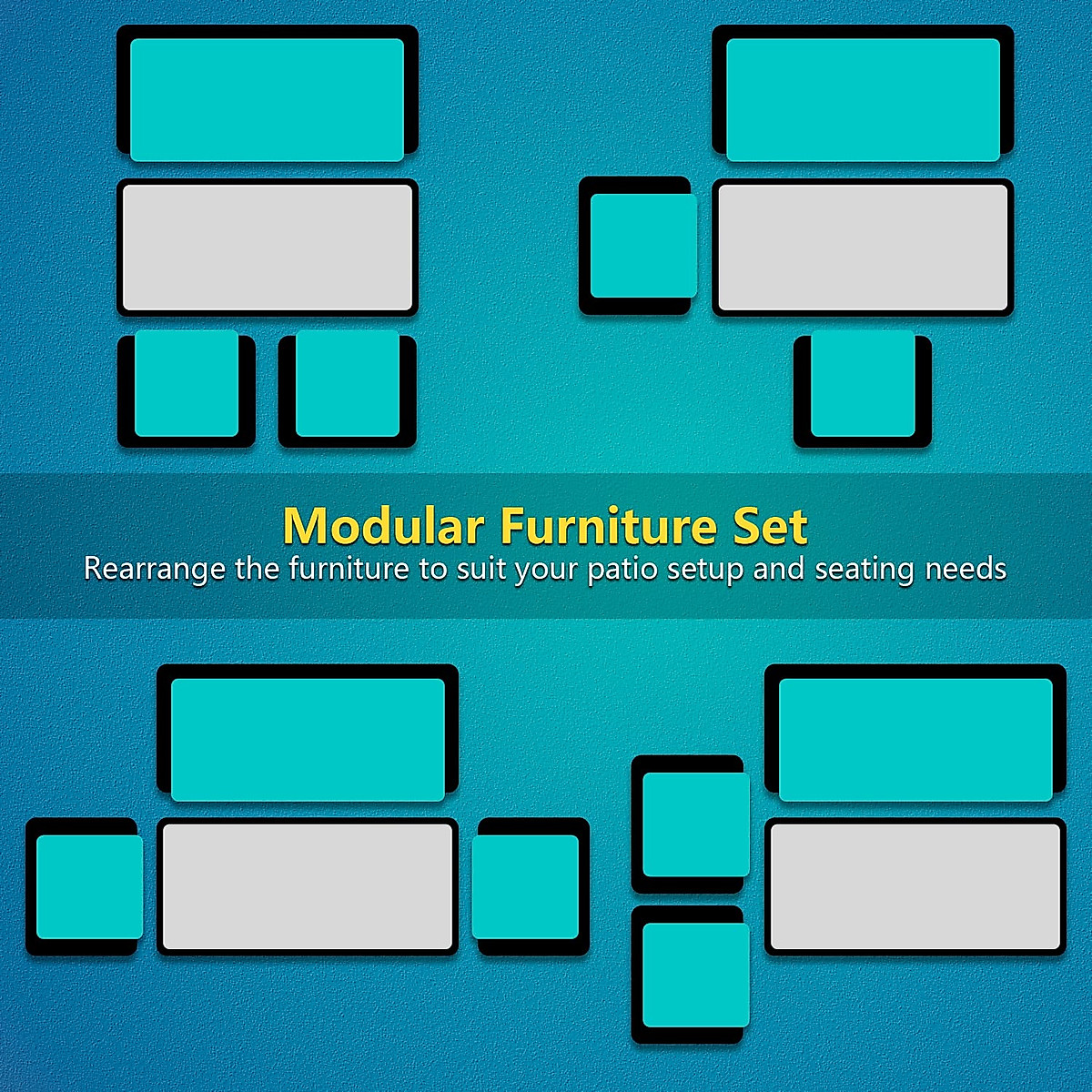 Ruesleag Patio Furniture Set 4 Piece Rattan Conversation Sets Patio Set Chairs with Thickened Cushions and Tempered Glass Table Outdoor Wicker Porch Furniture Random Arrangement for Yard or Backyard
