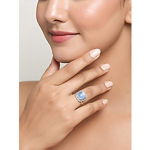 YoTreasure Rainbow Moonstone Solid 925 Sterling Silver Split Shank Ring