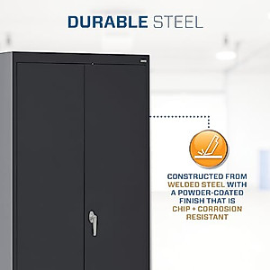 Sandusky Lee CAC1362472-09 Combination Garage Storage Cabinet, Steel Utility Cabinet with Adjustable Shelves, 72" H, Black