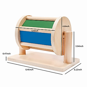 XJYQJD Montessori Spinning Drum Montessori Baby Toys for 6-12 Months Old, Wooden Spinning Rainbow Montessori Drum Rolling Toys for Babies Infant Toy for Boys Girls Newborn Gift