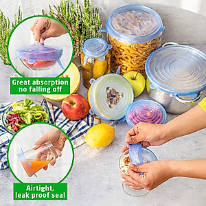 BOXSORY Food Preservation Trays - New Version 2021, Stackable, Reusable and Odor Free - Dishwasher Safe Refrigerator Storage Tray (4pcs) + Stretch Lids (6pcs)