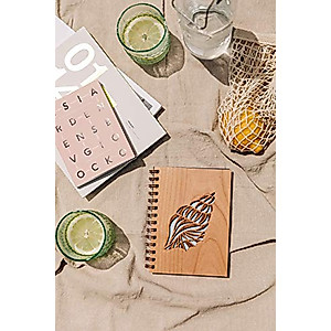 Conch Shell Wood Journal [Notebook, Sketchbook, Spiral Bound, Blank Pages, Father's Day, Gifts for Dad]