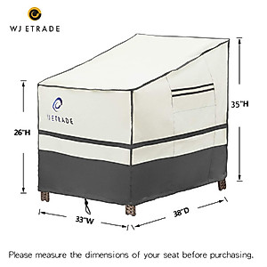 WJ-X3 Patio Chair Covers, 2Pack, 33" W x 38" D x 35" H Lounge Chair Cover, Heavy Duty Waterproof UV Resistant Outdoor Furniture Cover, Beige+Grey