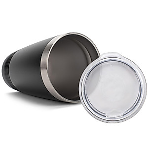 100 North, Polar Camel, United States National Parks, Black 20 Ounce, Stainless Steel, Vacuum Insulated Travel Tumbler Mug With Clear Lid, Glacier Montana