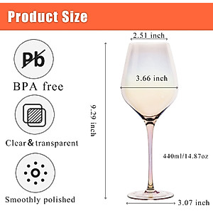 YTCYKJ White Wine Glasses Set of 4, 14 oz Iridescent Crystal Glass, Rainbow Universal Wine Glassware, Long Stemmed Glassware for Wine Tasting, Wedding Gift, Anniversary, Christmas, Birthday