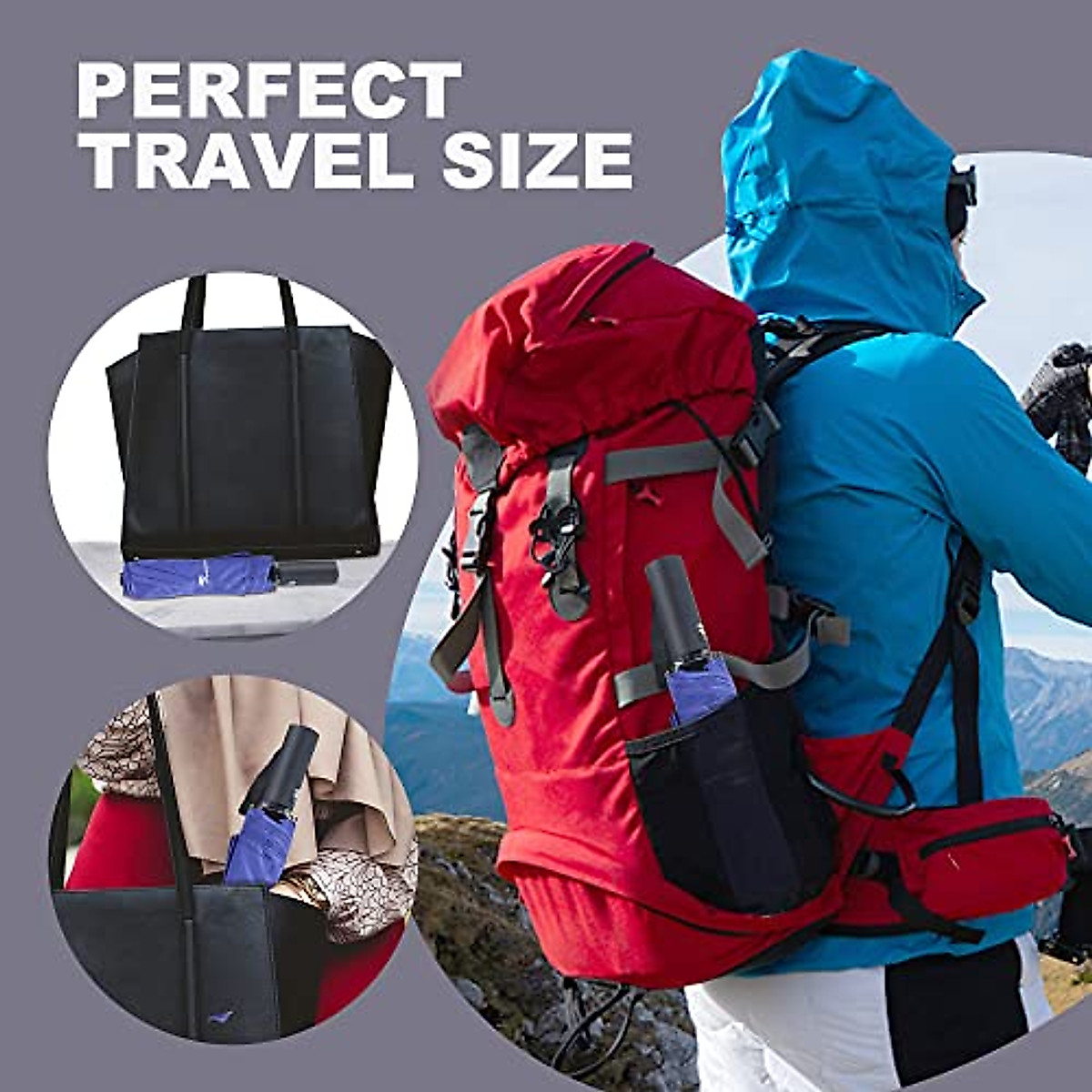 SY COMPACT Travel Umbrella 2 PACKS Automatic Windproof Folding Compact Umbrellas (Black + Blue)