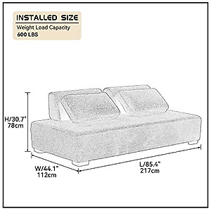 WILLIAMSPACE 85.4" Modern Sofa Couch, Luxury Sofa Couch 4 Seat Sofa with 2 Movable Heavy Backrest and Pillows, Leisure Chaise Sofa for Apartment Living Room - Navy Blue