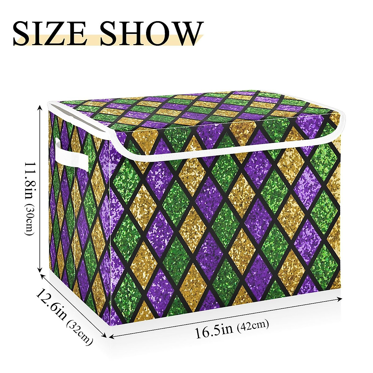 Joisal Shiny Paillettes Fabric Storage Box with Lid Blanket Storage for Closet