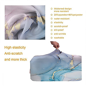 Wondertify Waves And Golden Swirls Travel Suitcase Protector Alcohol Ink Grey Elastic Washable Luggage Cover With Concealed Zipper Fits 29-32 Inch Gold Splash White Transparent