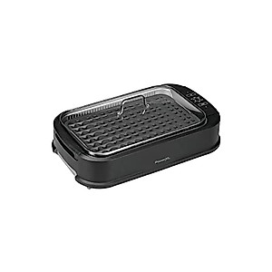 Power XL Smokeless Electric Indoor Removable Grill and Griddle Plates, Nonstick Cooking Surfaces, Glass Lid, 1500 Watt, 21X 15.4X 8.1, black