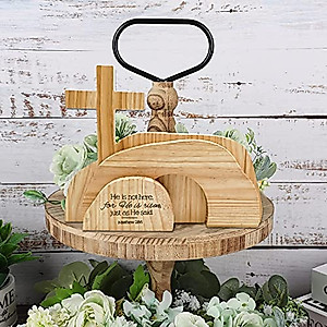 5 Pcs Easter Resurrection Scene Set He is Risen Wooden Tabletop Centerpieces The Tomb Was Empty Scene Decorations Crosses on Top of Rock Signs Christian Easter Decor for Jesus Easter Home Table Décor