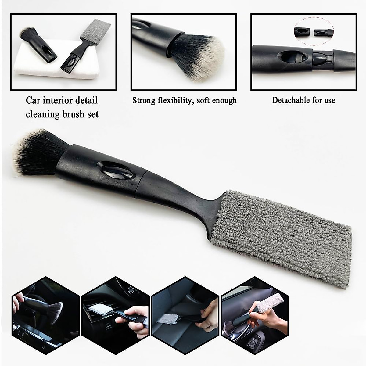 HMRCYTE Wall Mounted Spray Bottle Holder, 2 Pack Spray Can Holder, Spray Bottle Storage Rack, Garage Bottle Organizer with Car Cleaning Brush Kit, Aerosol Can Organizer for Garage Car Beauty Accessory