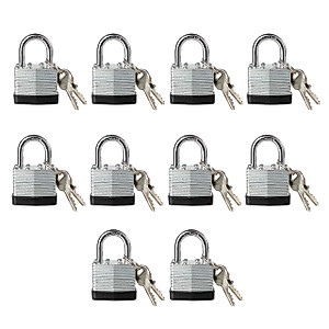 Fu Volante Lock, Laminated Steel Keyed Padlock, Keyed Alike Locks, Normal Shackle Padlock-Pack of 10