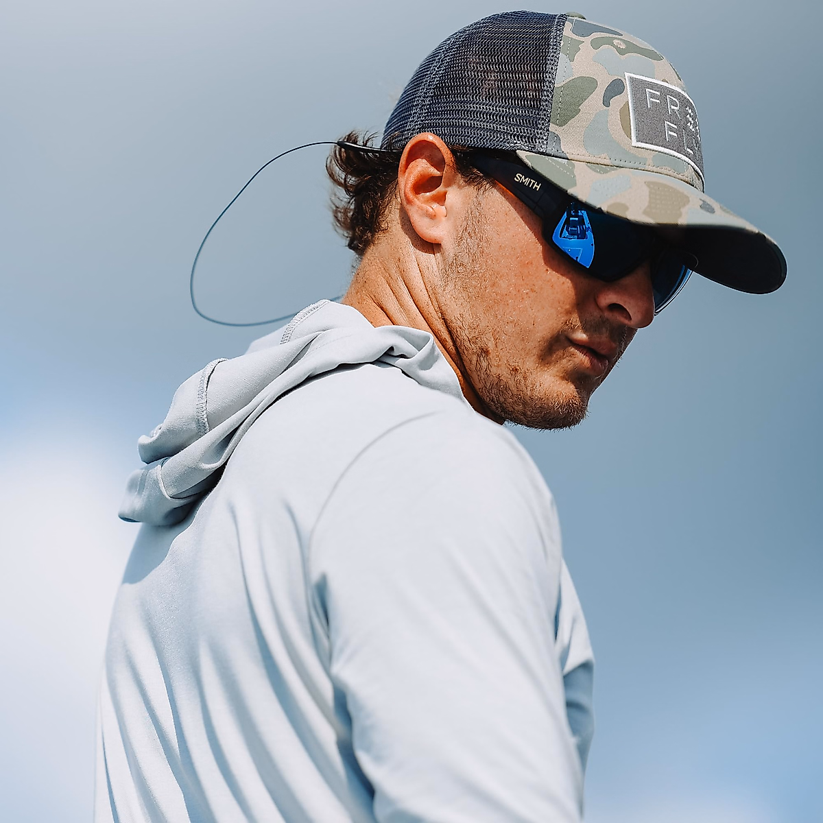 Free Fly Wave Snapback with Logo - Cotton and Mesh Snapback Hat for Men and Women - Camo, Medium