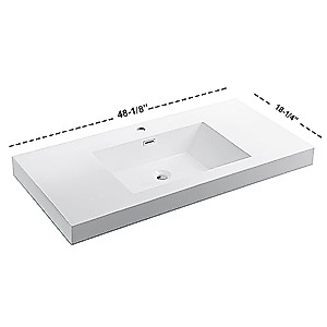 Dowell Single Topmount Bathroom Vanity Basin - White Resin, 48 x 18