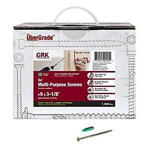 GRK 772691001054 Fasteners 00105 R4#9 x 3-1/8" Screws 1900CT, 39, Gold, 1900 Count