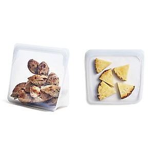 Stasher Reusable Silicone Storage Bags Bundle - Mega & Sandwich (Clear)