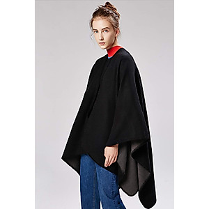 Lncropo Women's Shawls Wraps Winter Open Front Poncho Cape Oversized Cardigan Sweater,Series 1-2-black