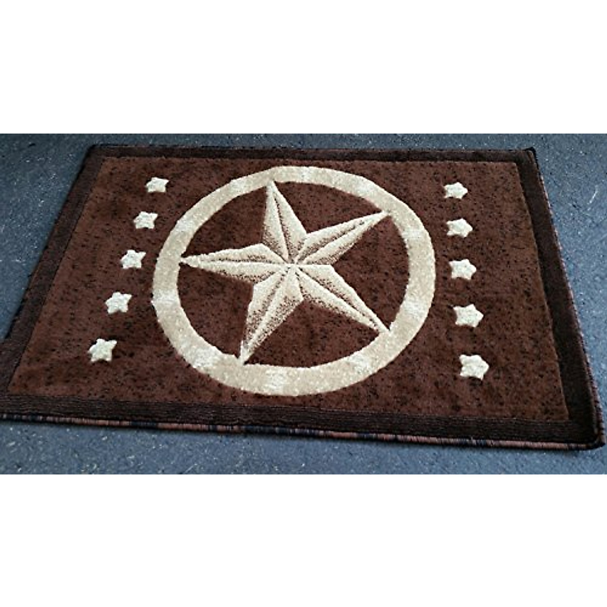 Texas Star Door Mat Area Rug Dark Brown Carpet King Americana Design #5457 (2ft.x3ft.)