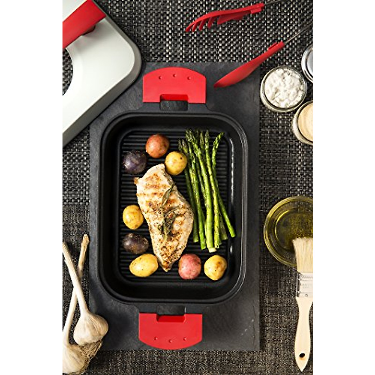 UchiCook Steam Grill Metal Cover, Red