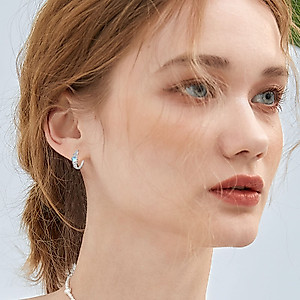 POPLYKE Sterling Silver Celtic Moonstone Hoops Earrings Huggie Earrings Jewelry Gift for Women