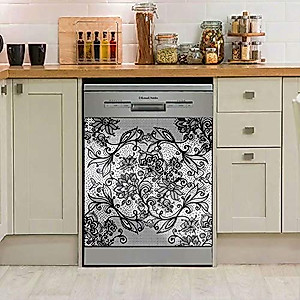 Tup, Abstract Plants Concise Style Dishwasher Door Cover Vinyl Magnetic Panel Decal Refrigerator Sticker 23inch W x 26inch H