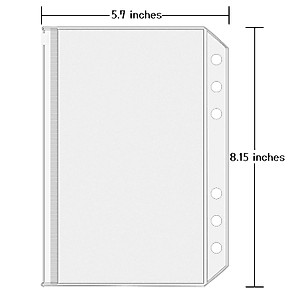 Antner 12PCS A5 Binder Pockets 6 Holes Budget Cash Envelopes for Budgeting, Clear Zipper Folders Planner Inserts Loose Leaf Bags Binder, Waterproof PVC Document Pouch Filing