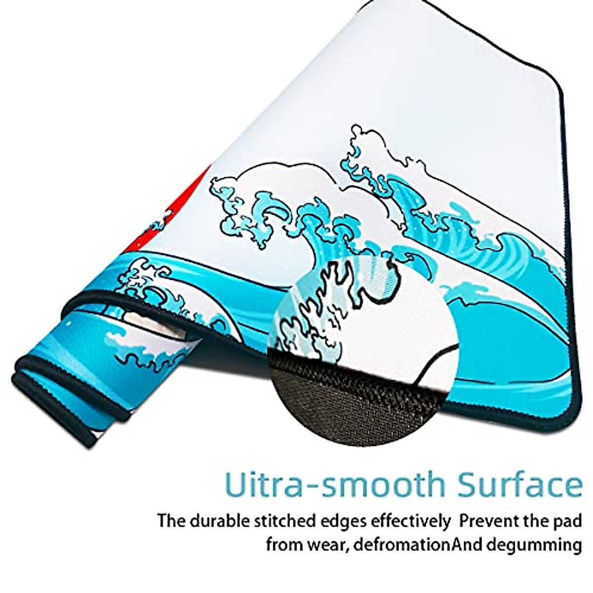 Womier Large Mouse Pad, Coral Sea Gaming Mouse Pad, Waterproof Big Desk Pads 27.6 x 11.8 Inches, Non-Slip Rubber Table Mat for Office Laptop PC Gamer, Kanagawa Surfing MousePads