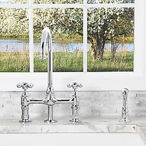 Vintage Tub & Bath Gooseneck Bridge Style Kitchen Faucet - Metal Cross Handles