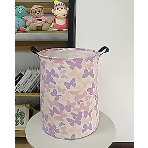 ACMUUNI Butterfly Storage Basket Canvas Laundry Basket Foldable Waterproof Large Storage Baskets for Kids Boys and Girls, Office, Bedroom, Clothes,Toys