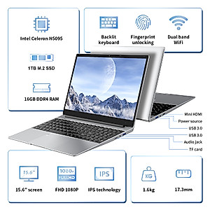 TUHUI Laptop Computer,16GB RAM, 512GB SSD,15.6” Inch Laptops, AMD Ryzen 5 5600U Hexa Core (Beats Intel i7-1255U),6 cores W11P Laptop,4.2GHz Maximum Processor Speed