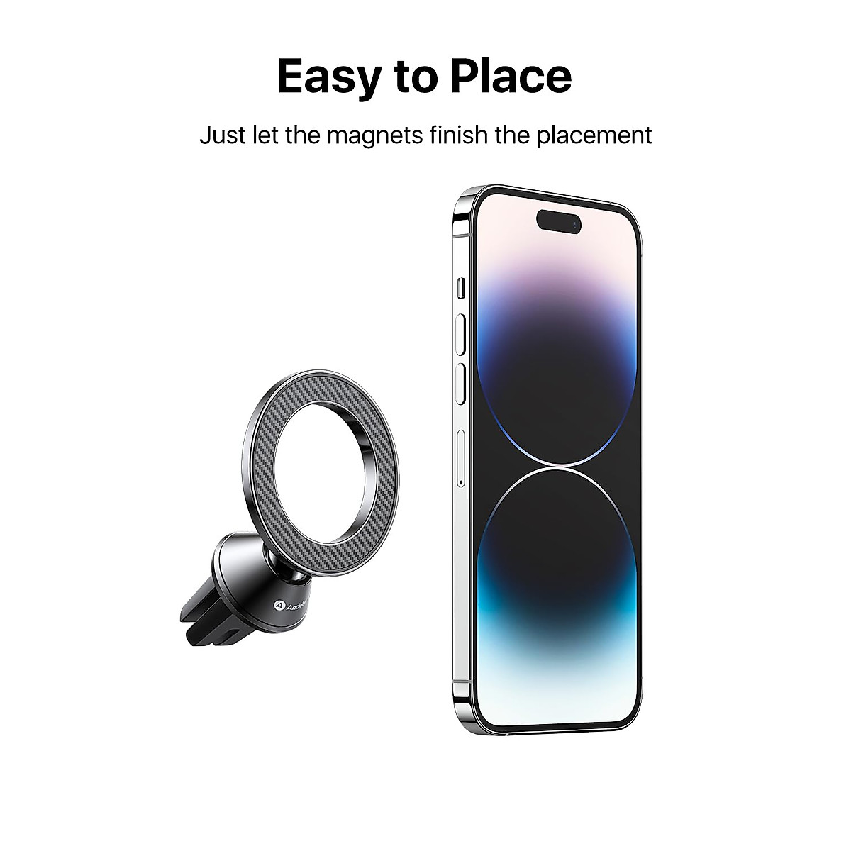 andobil for Magsafe Car Mount [Strongest Magnet, Easy Installation] All Metal Magnetic Cell Phone Holder Car, 360° Air Vent Car Phone Mount, Fits for iPhone 15 14 13 12 Pro Max Samsung S24 S23 Ultra