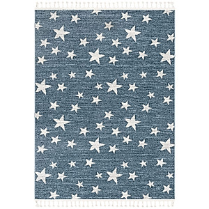 Well Woven Kosme Blue Geometric Star Pattern Stain-Resistant Area Rug 3x5 (3'11" x 5'3")