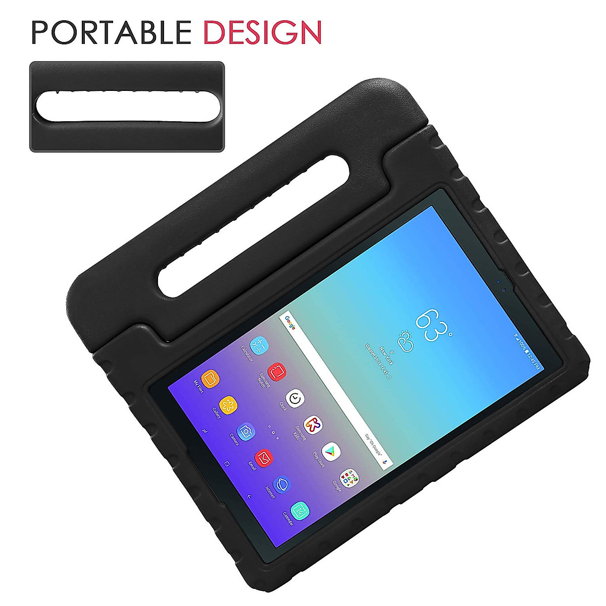 NEWSTYLE Kids Case for Samsung Galaxy Tab A 10.5 Inch 2018 - Shockproof Light Weight Protective Handle Stand EVA Kids Case for Samsung Galaxy Tab A 10.5 2018 Model SM-T590 T595 T597 (Black)