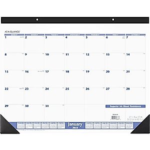 AT-A-GLANCE 2023 RY Monthly Desk Pad Calendar, Blue/Gray, Large, 21 3/4" x 17"