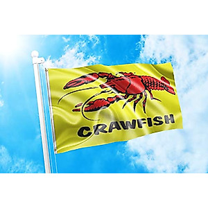 DMSE Restaurant Crawfish for Sale Craw Fish Yellow Red Flag 3X5 Ft Foot 100% Polyester 100D Flag UV Resistant (3'X5' Ft Foot) (3'X5' Ft Foot)