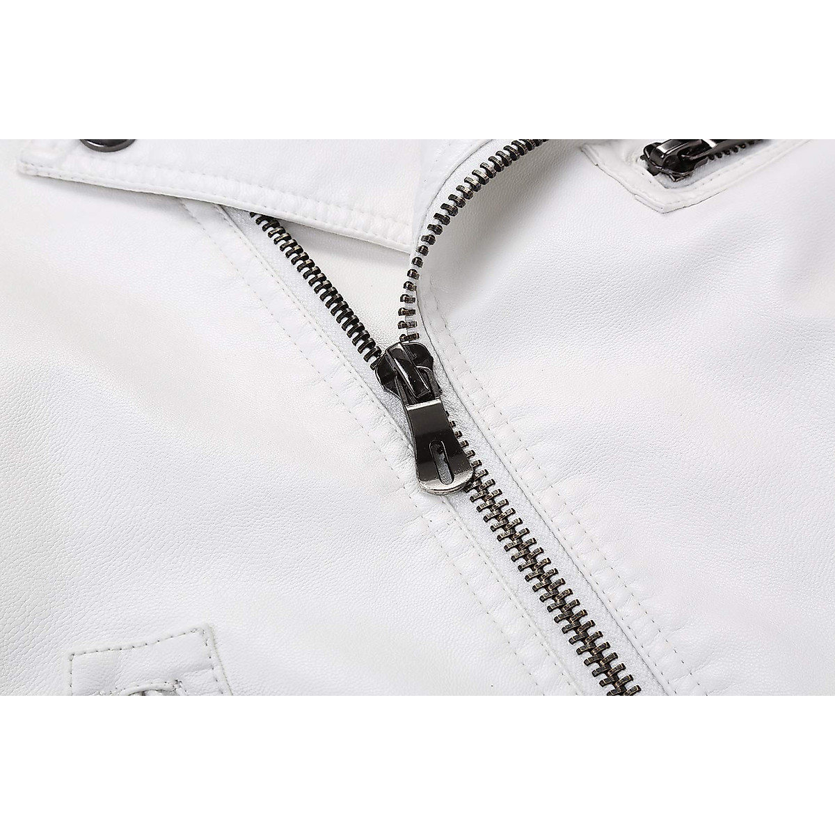 chouyatou Men's Vintage Asymmetric Zip Lightweight Faux Leather Biker Jacket (X-Large, White)