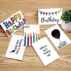 Birthday Cards Bulk 120 Count Assortment Happy Birthday Cards with Envelopes and Seals, Blank Note Cards 4 x 6 inch, Handwritten Creative Bold Colorful Desgin, Blank on the inside
