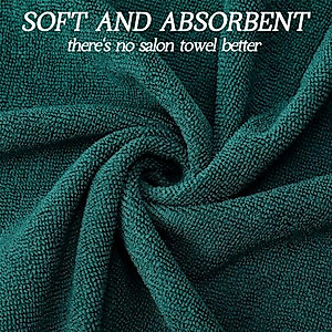 36 Packs of Bleach Proof Towels Microfiber Absorbent Salon Towels Bleach Resistant Salon Hand Towels for Gym, Bath, Spa, Shaving, Shampoo, Home Hair Drying, 16 x 28 Inches (Dark Green)