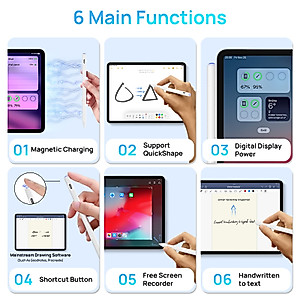 Pencil Same as Pencil 2nd Generation with Magnetic Wireless Charging Tilt Sensitivity,Stylus Pen for 10/9/8/7/6 Generation Pro 12.9/11 inch Air 5/4/3 Mini 6/5