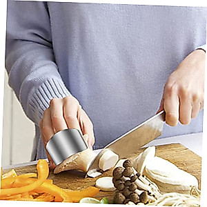 Housoutil 6pcs Stainless Steel Hand-guard Tools Finger Covers Safety Protector Kitchen Hand Protectors Stainless Finger Protector Kitchen Supply Finger Cutting Guard Multifunction Finger Cot