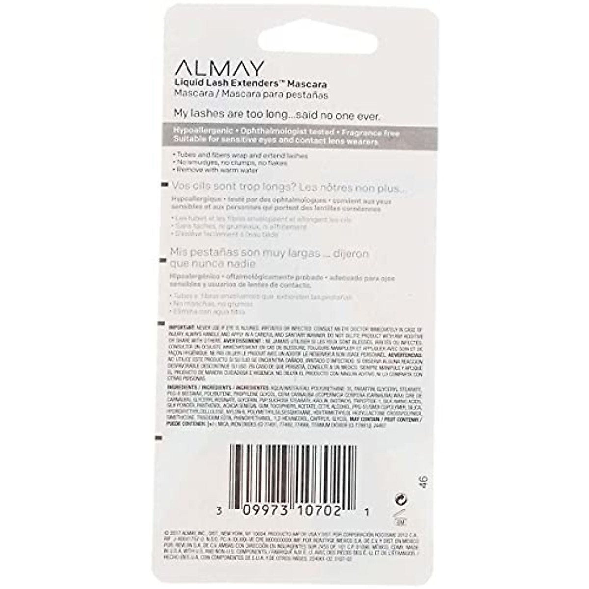 Almay Liquid Lash Extenders Mascara, Black, 0.34 Fluid Ounce