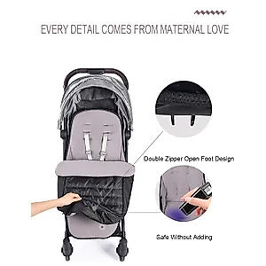 Outdoor Stroller Bunting Bag, Universal 3 in 1 Winter Outdoor Tour Toddler Universal Stroller Sleeping Bag, Cold-Proof Detachable&Temperature Regulation Footmuff for Stroller (Black)