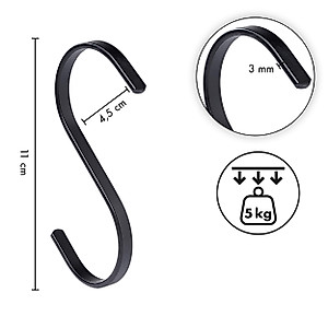 pamo Black s Hooks for Hanging Clothes - Set of 5 or 10-4.33" Large s Hooks Heavy Duty I Suitable as Clothes Rod Hooks, Hanging Hooks for pots, etc.