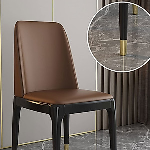 RILOOP Dining Chairs,Modern Pu Leather High Back Padded Soft Seat with Wooden Legs for Home Restaurant/White/Walnut Copper Sleeve
