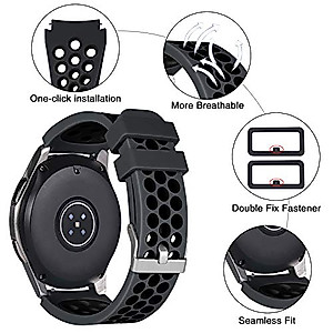Lerobo 22mm Watch Band Compatible with Samsung Galaxy Watch 46mm/Galaxy watch 3 45mm/Gear S3 Classic/Frontier,22mm Soft Silicone Breathable Watch Strap Wristband for Women Men,(Anthracite Black)
